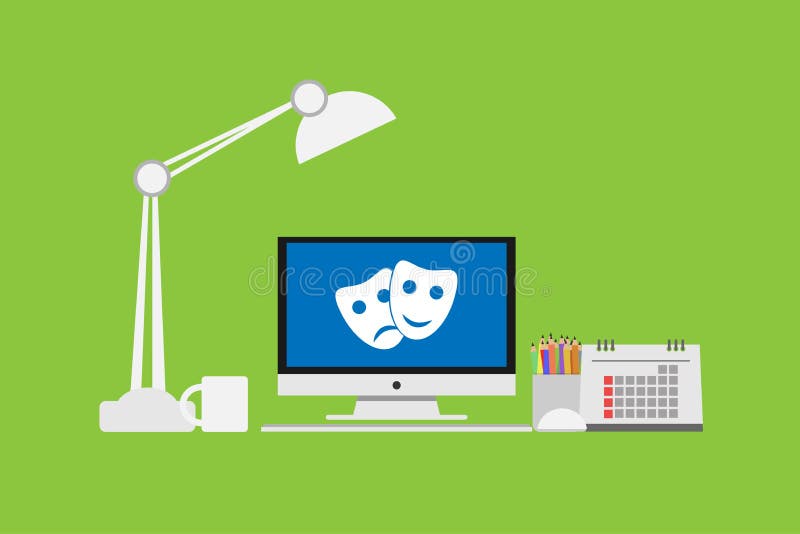 Mask Icon on Computer Monitor Vector Monitor Display Stock Illustration ...
