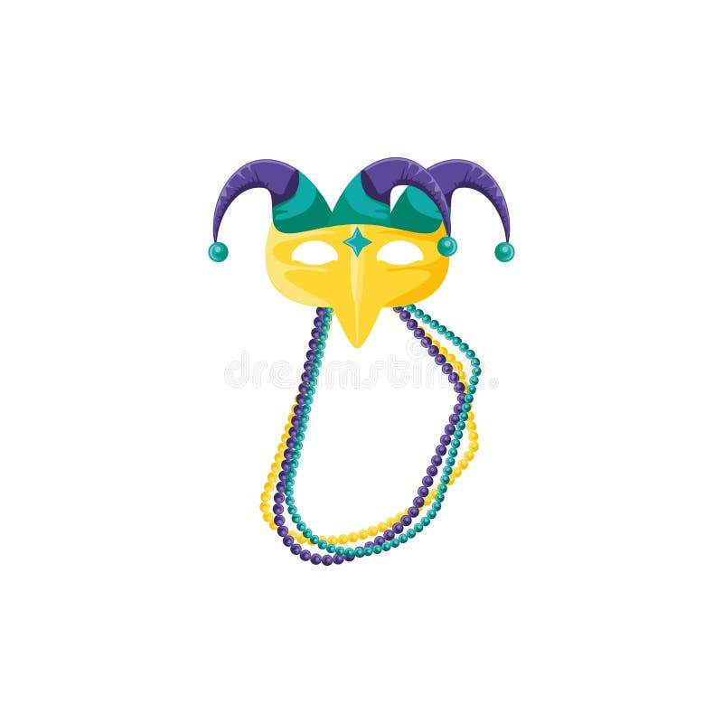 Mask Jester of Carnival with Necklaces Stock Vector - Illustration of ...