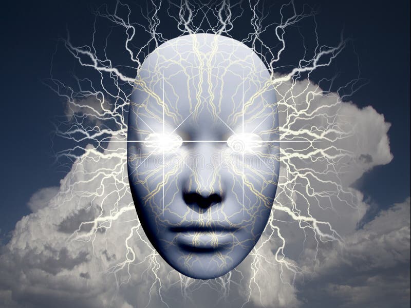 Mask with Lightnings and Glowing Eyes Stock Illustration - Illustration ...