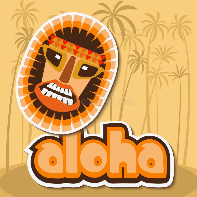 Mask and palm trees stock vector. Illustration of graphic - 95033694