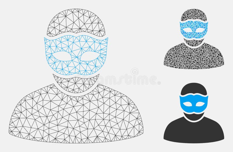 Mask Person Vector Mesh Carcass Model And Triangle Mosaic Icon Stock