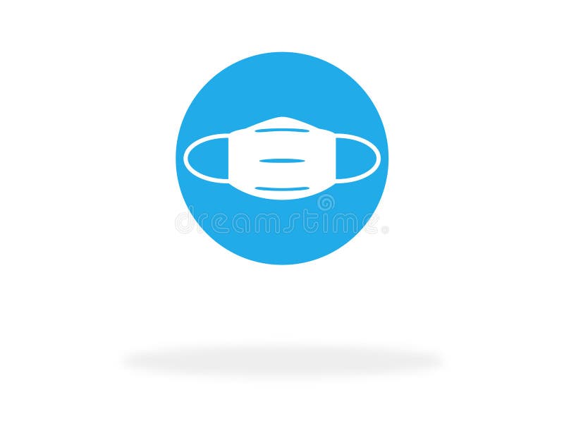 Mask Required - Blue Face Mask Symbol Stock Illustration - Illustration ...