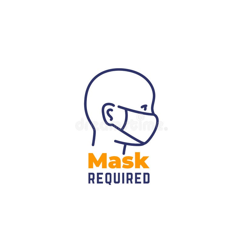Mask Required Sign, Line Icon on White Stock Vector - Illustration of ...