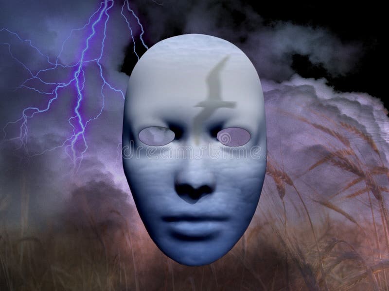 Mask in the sky stock illustration. Illustration of concept - 148856557
