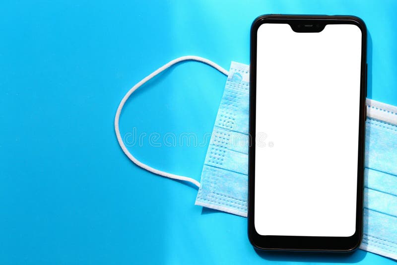Mask and Smartphone with an Isolated White Screen To Insert an ...