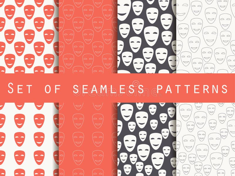 Mask with a Smile Seamless Pattern. a Set of Patterns To the First on ...