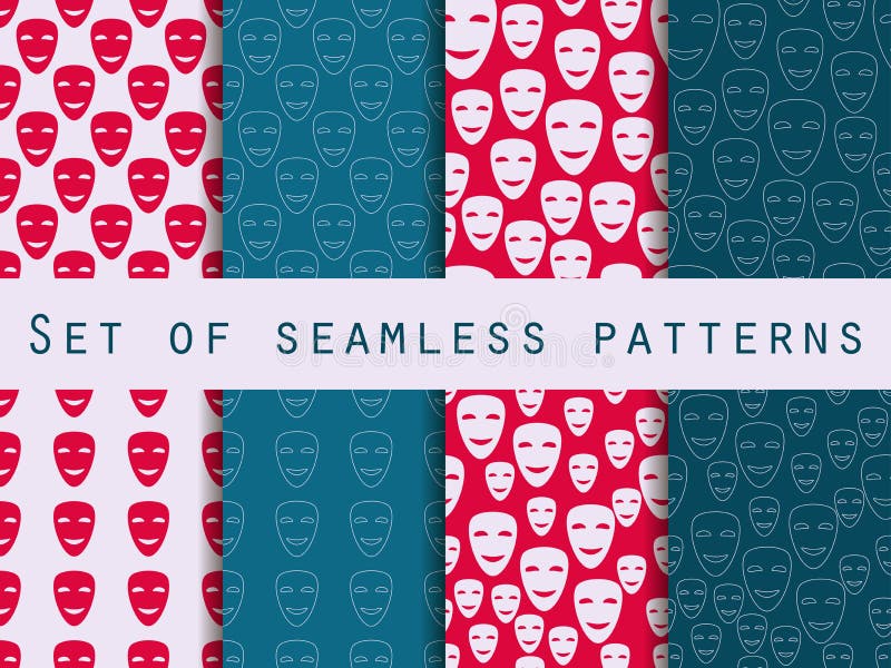 Mask with a Smile Seamless Pattern. a Set of Patterns To the First on ...