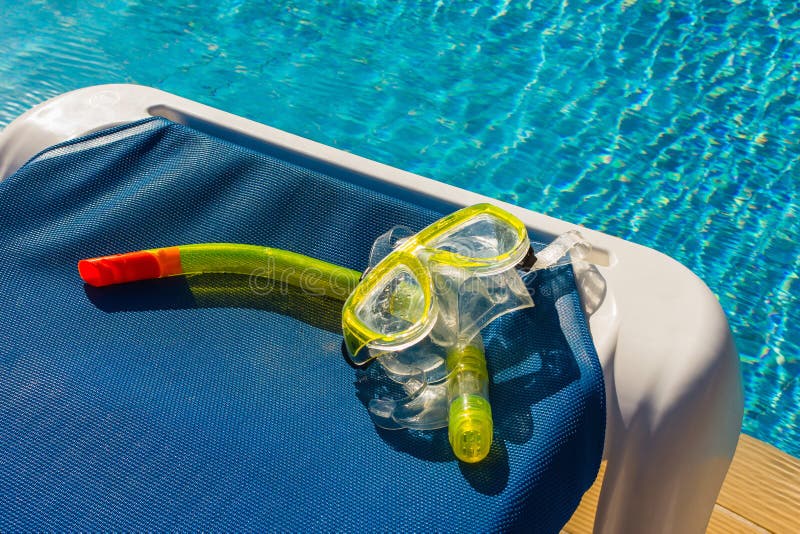 Mask and Snorkel for Diving Near the Pool Stock Photo - Image of sports ...