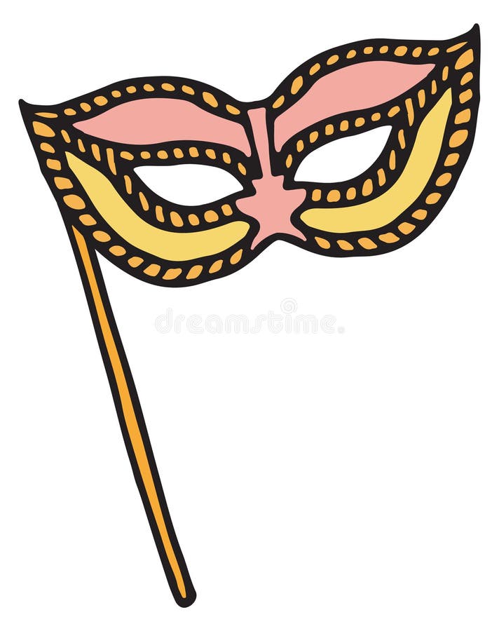 Mask Stick Doodle. Opera Face Accessory Drawing Stock Vector ...