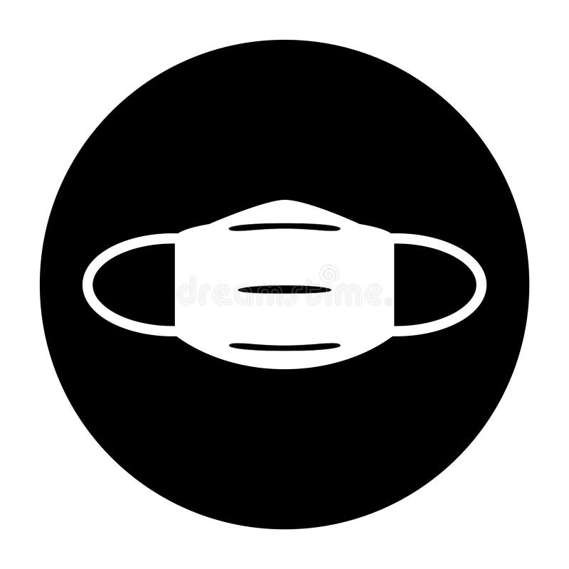 Mask Symbol on Black Round Button Stock Illustration - Illustration of ...