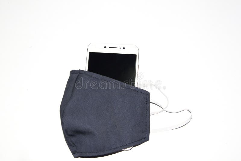 Mask and Telephone, Ready To Protect and Cope. Covid-19 on a White ...