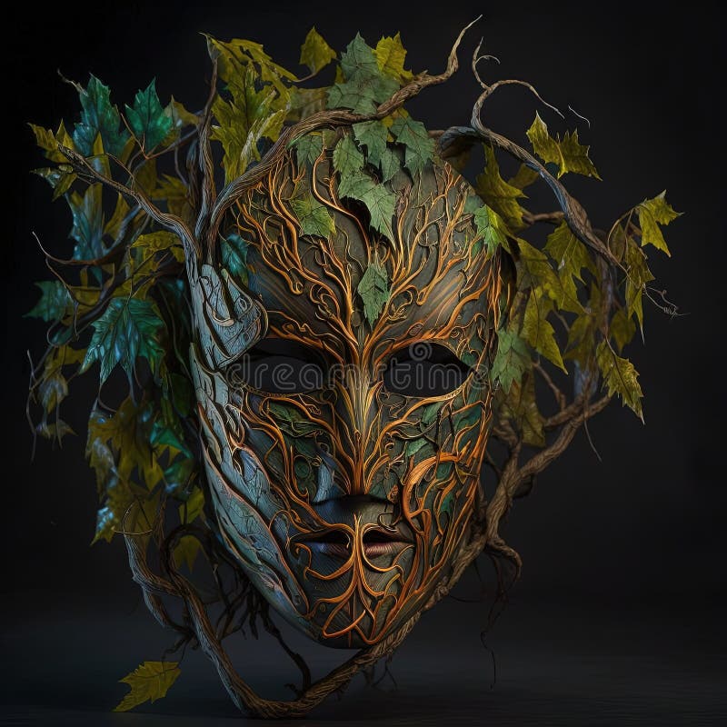 A Mask with a Tree Growing Out of it S Face Stock Illustration ...