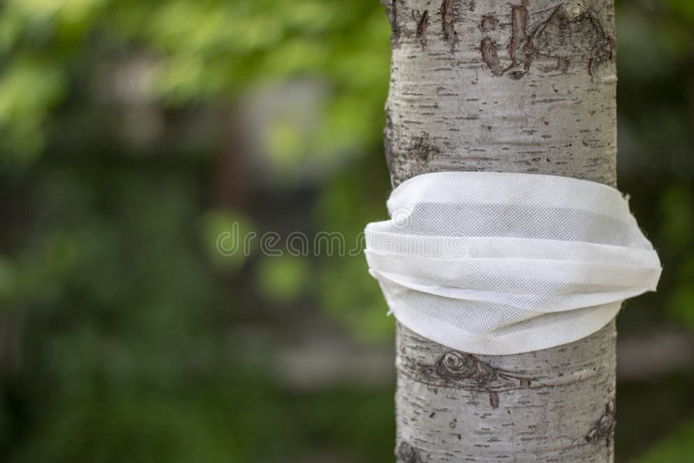 Mask on tree in nature stock photo. Image of yellow - 183392878