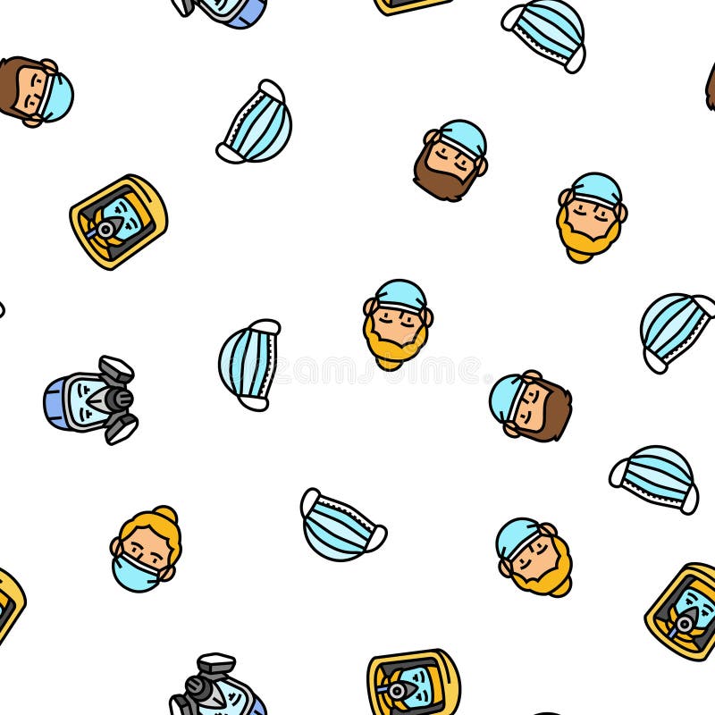 Mask Virus Face Safety Seamless Pattern Vector Stock Illustration ...