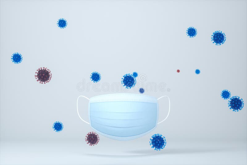 Mask and Virus with White Background,3d Rendering Stock Illustration ...