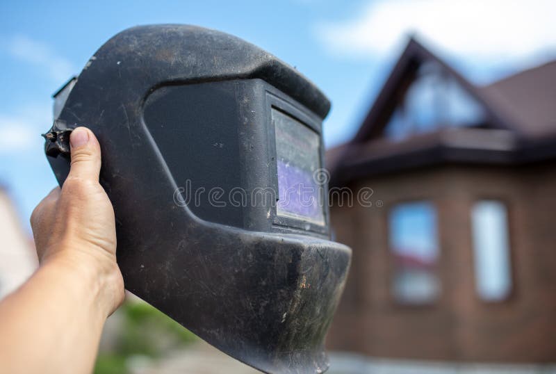 Mask Welder at a Construction Site Stock Photo - Image of iron ...