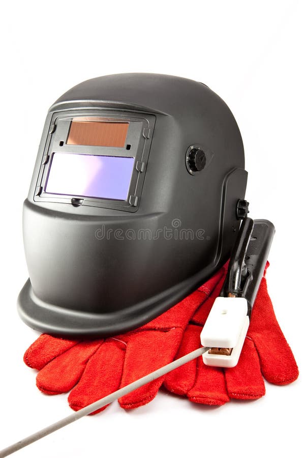 Mask of the Welder, Electrode and Gloves Stock Photo - Image of ...