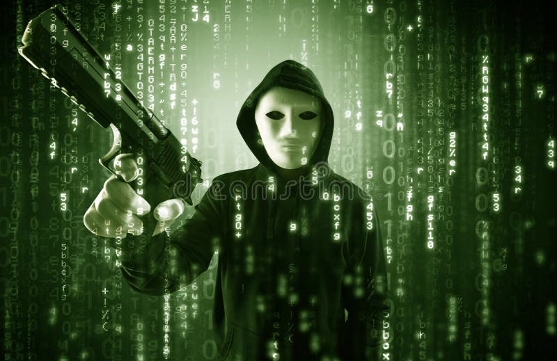 Armed Hacker in Cyber Security Cloud Concept Stock Photo - Image of ...
