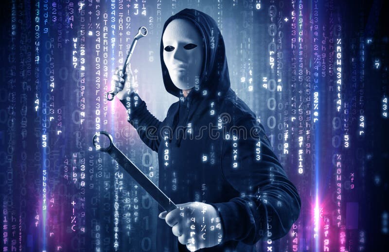 Armed Hacker in Cyber Security Cloud Concept Stock Photo - Image of ...