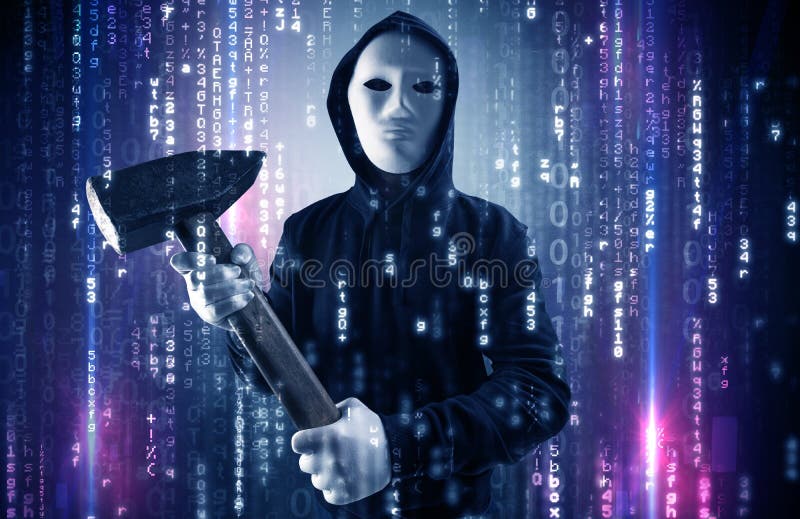 Armed Hacker in Cyber Security Cloud Concept Stock Image - Image of ...