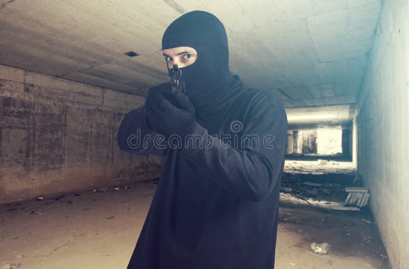 Criminal Pointing With A Gun Stock Photo - Image of gangster, europe ...