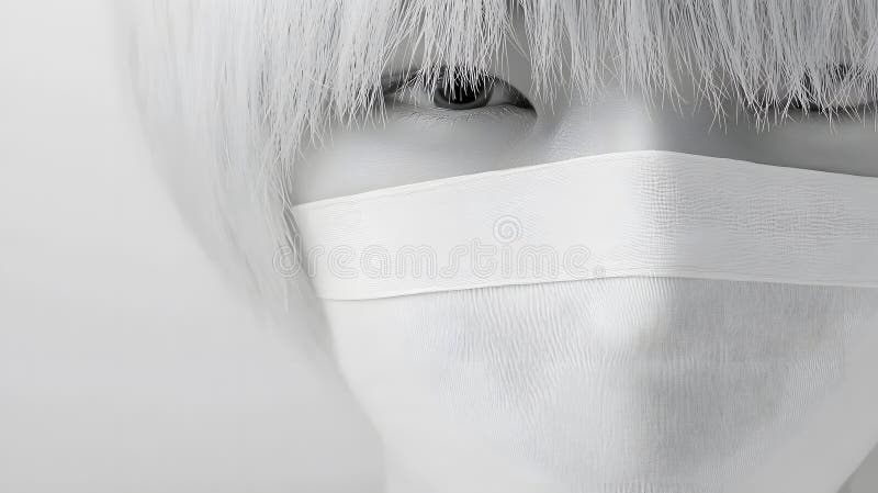 Masked Figure with White Hair and Pale Complexion Stock Image - Image ...