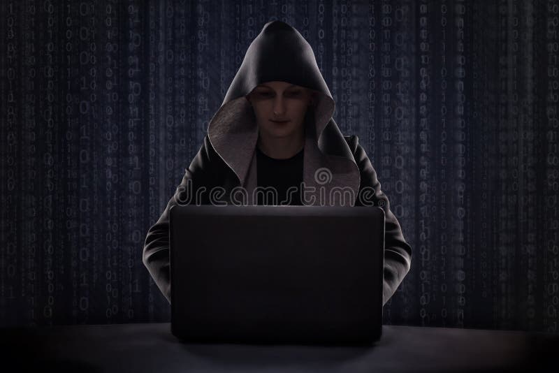 Masked Hacker Using Smartphone. Hacking the Internet. Stock Image ...