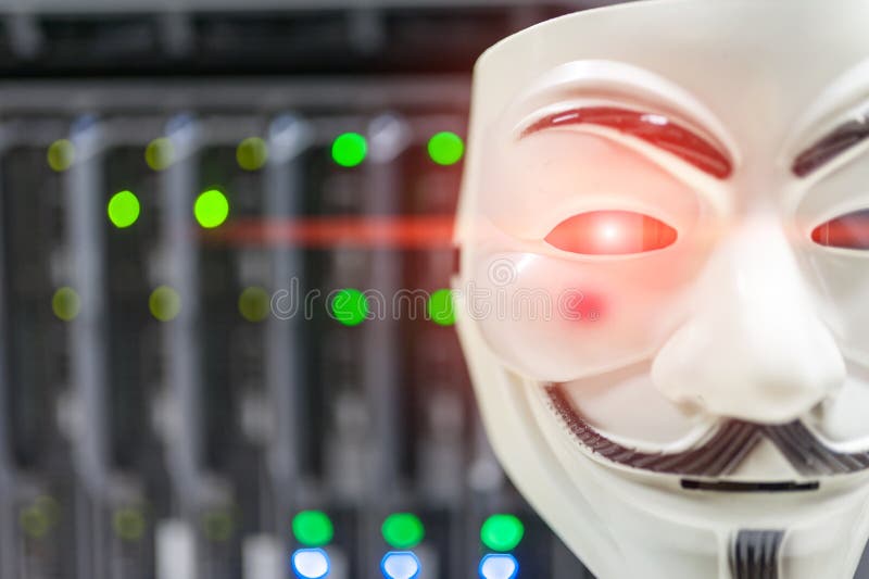 Masked Hacker in Computer Server Room Concept . Editorial Photo - Image ...