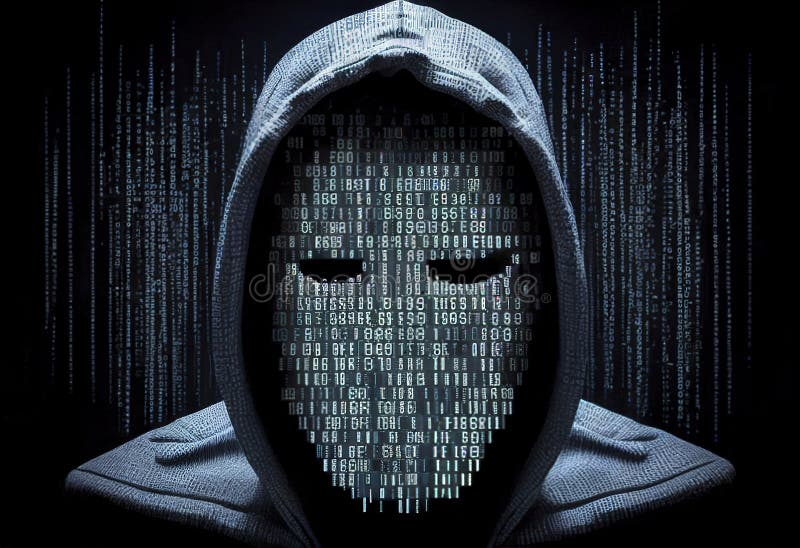 Masked Hacker in the Hood. Abstract Digital Artwork Stock Illustration ...