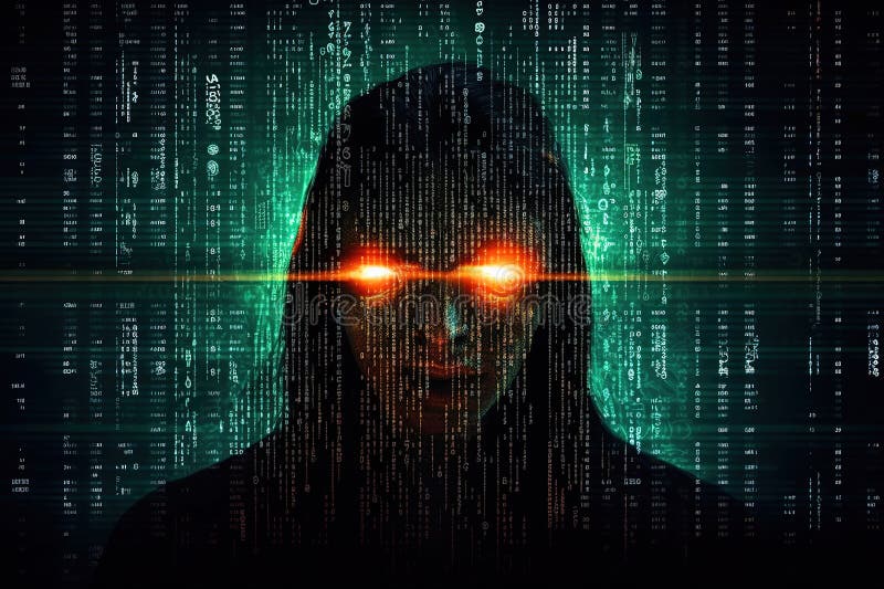 Masked Hacker in the Hood. Abstract Digital Artwork. Ai Generative ...
