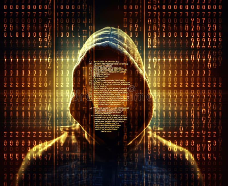Masked Hacker in the Hood. Abstract Digital Artwork. Ai Generative ...