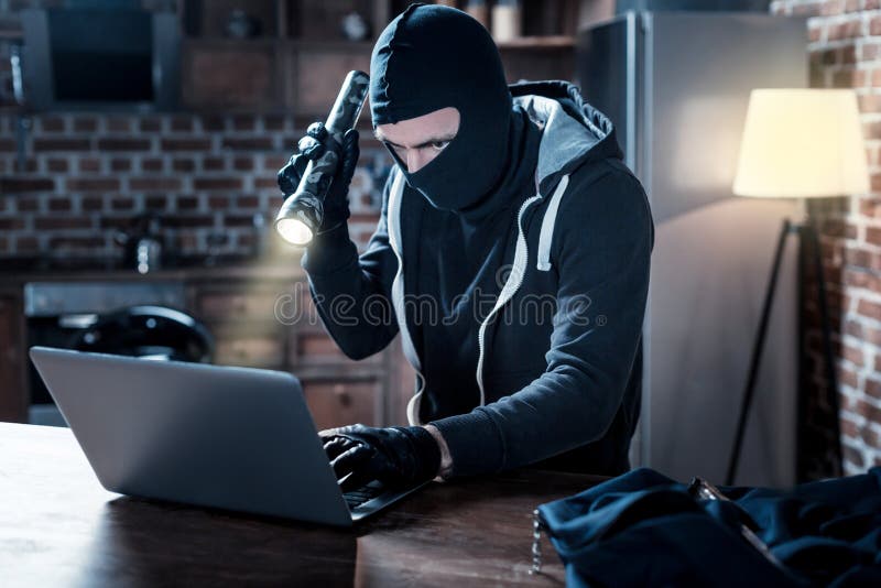 Masked Hacker Making a Cyber Attack Stock Photo - Image of problem ...