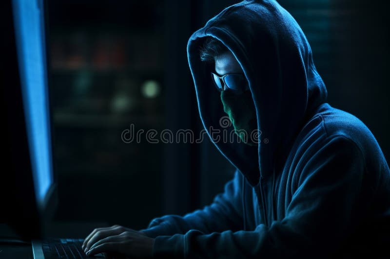 Masked Hacker, Working on Computer. Conceptual Illustration. Generative ... Masked Hacker, Working on Computer. Conceptual Illustration. Generative ...