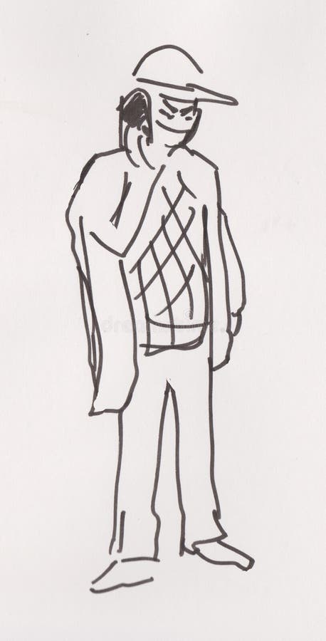 Masked man, sketch stock illustration. Illustration of figure - 230058192