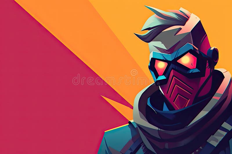 Masked Man, Stylized Game Character Header Copy Space Stock Image ...