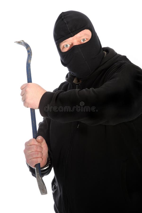 Masked Man Wielding a Crowbar Stock Image - Image of unlawful, disguise ...