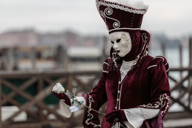 Masked Person at the Venice Carnival Stock Image - Image of silence ...