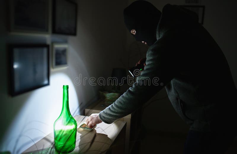 Masked Robber with Flashlight Torch Stock Image - Image of person ...
