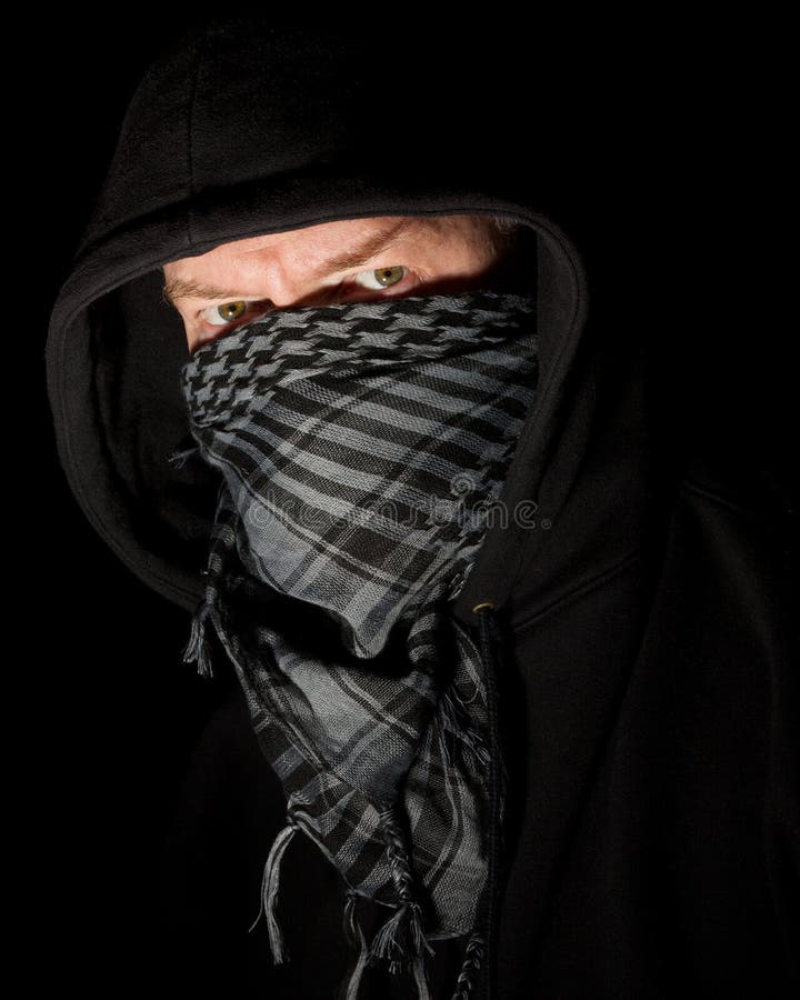 Masked Robber Wearing Hoodie Stock Photo - Image of unsafe, eyes: 24211840
