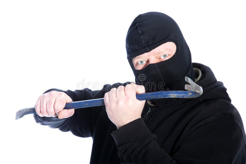 Masked Robber With Gun Aiming Into The Camera Stock Photo - Image of ...