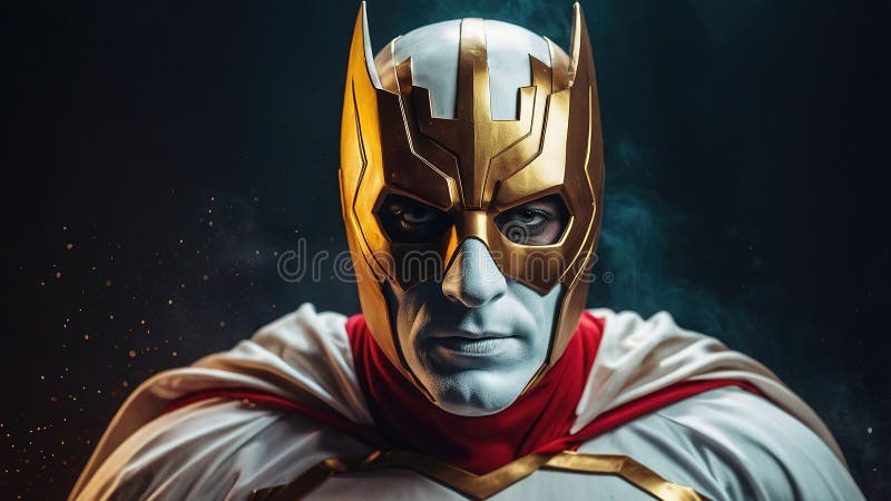 A Masked Superhero Stands in a Futuristic Setting Stock Photo - Image ...