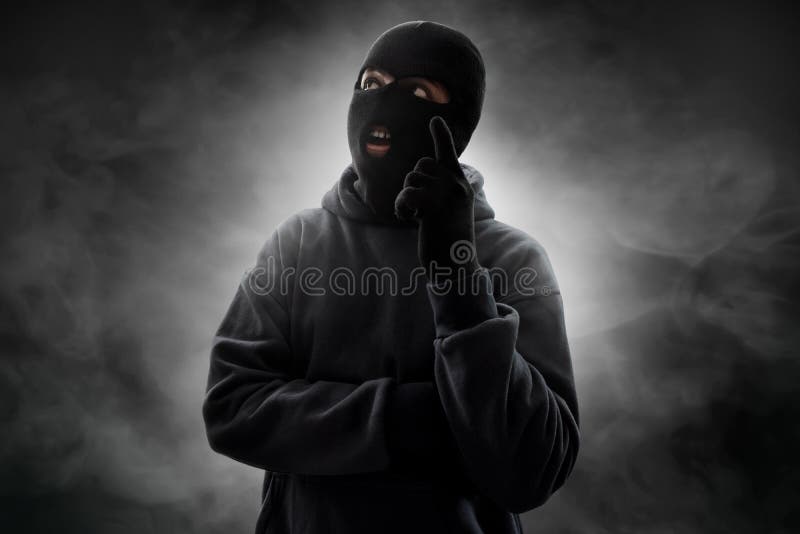 A Thief Thinking the Lock Code Stock Photo - Image of burglary, finance ...