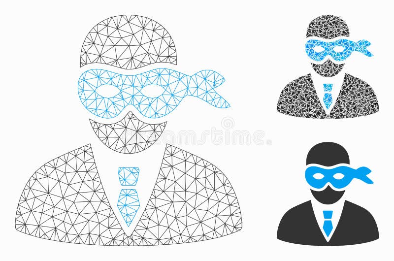 Masked Thief Vector Mesh Wire Frame Model And Triangle Mosaic Icon
