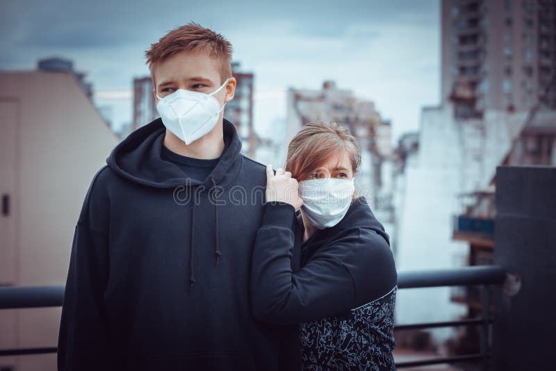Masked Young Man with a Mask during a Pandemic Stock Photo - Image of ...