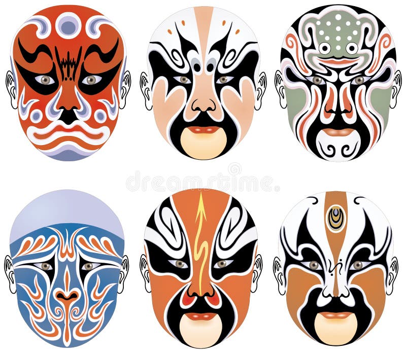 Beijing Opera facial mask stock vector. Illustration of black - 8336727