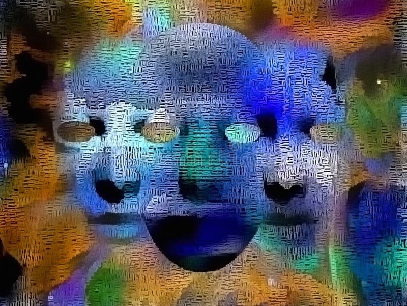 Masks in colorful abstract stock illustration. Illustration of arts ...