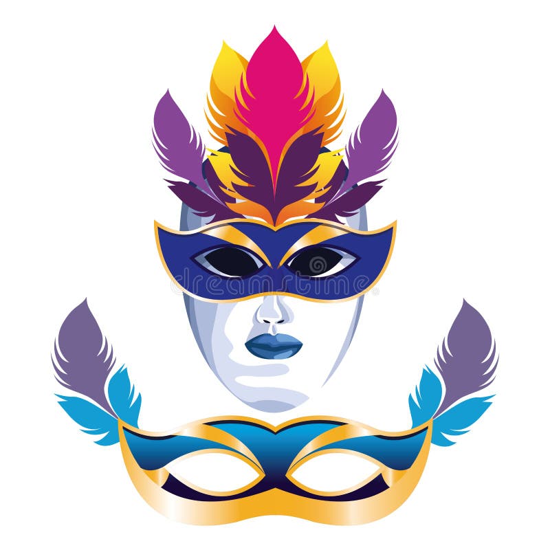 Masks with feathers stock vector. Illustration of beauty - 144368514