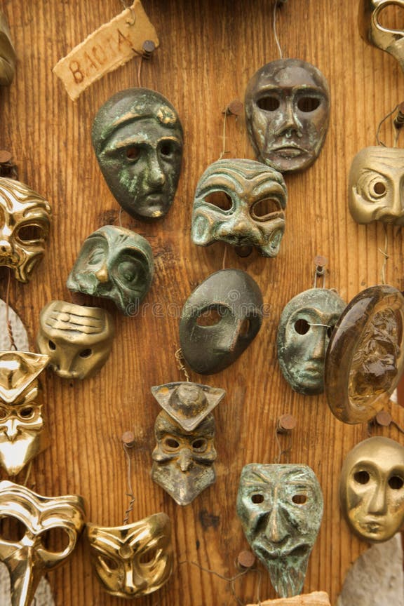 Masks hanging on wall. stock photo. Image of torcello - 2042002