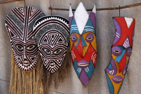 Masks in Zimbabwe stock photo. Image of wood, colour - 21998604