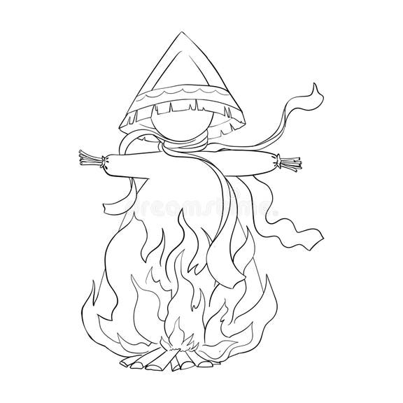 Maslenitsa Effigy Linear Sketch Drawing Stock Vector - Illustration of ...